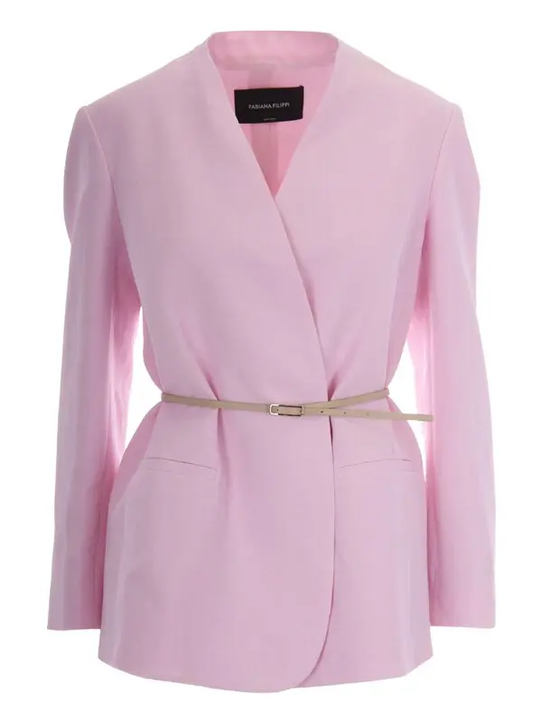 Fabiana Filippi Wrap Belted Waist Jacket - Pink