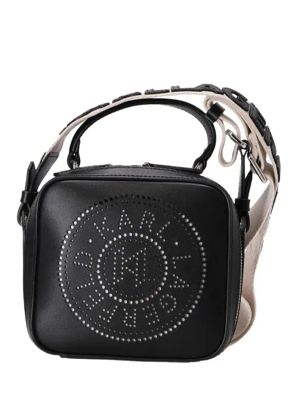 Karl Lagerfeld Leather Zippered Shoulder Bag - Black