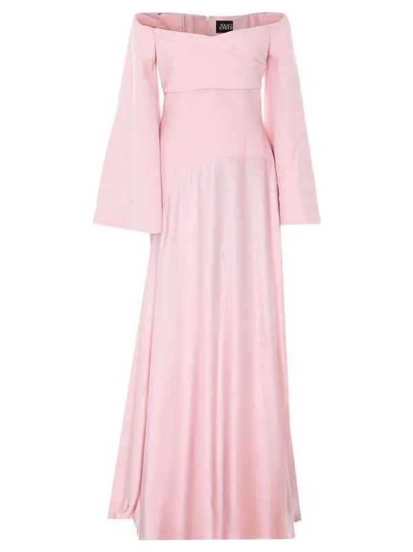 Solace Rina Off-the-shoulder Maxi Dress With Flared Cuffs - Pink