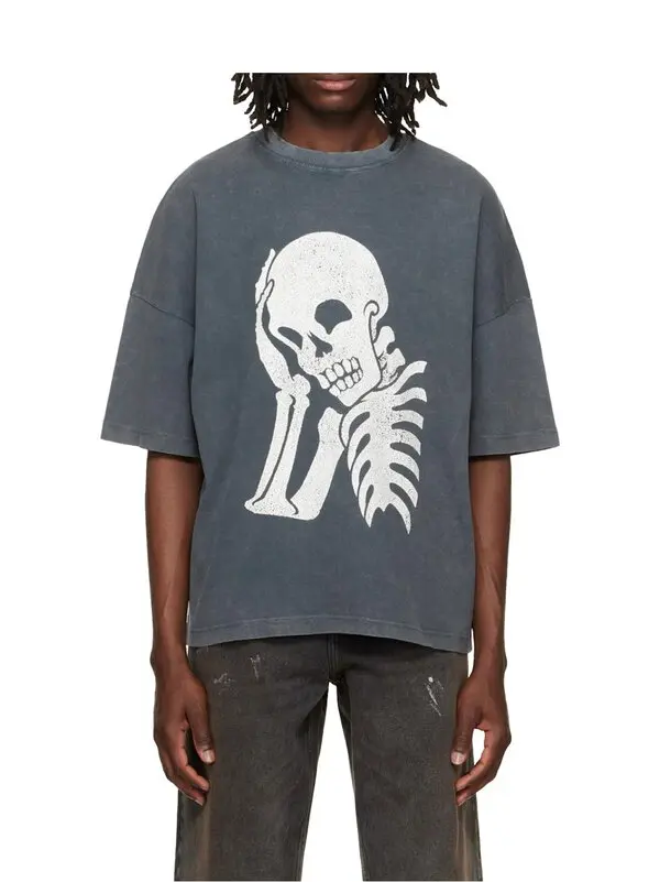 Palm Angels Skull-print Washed T-shirt - Gray