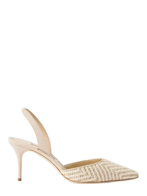 Manolo Blahnik Raffia Slingback Pumps - Nude