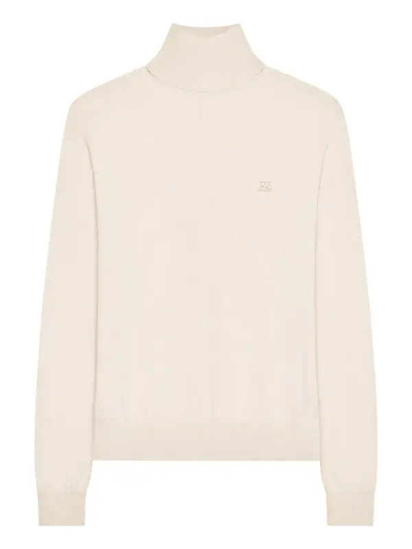 COURREGES High Neck Long Sleeve Sweater - Light Sand Color