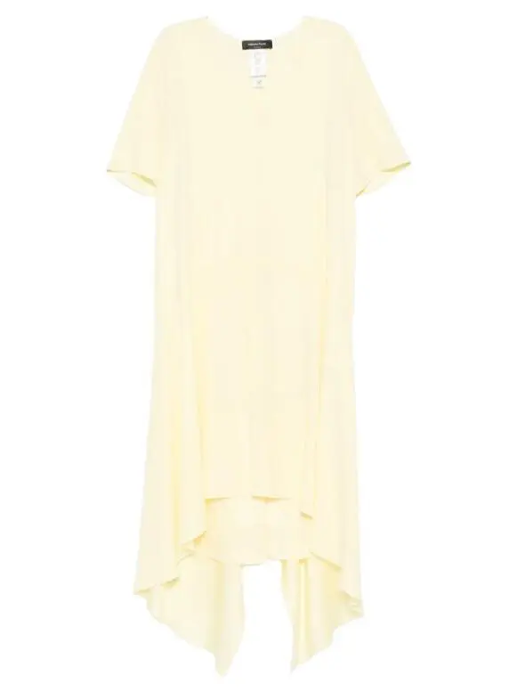 Fabiana Filippi V-neck Short Sleeve Asymmetrical Hem Dress - Yellow