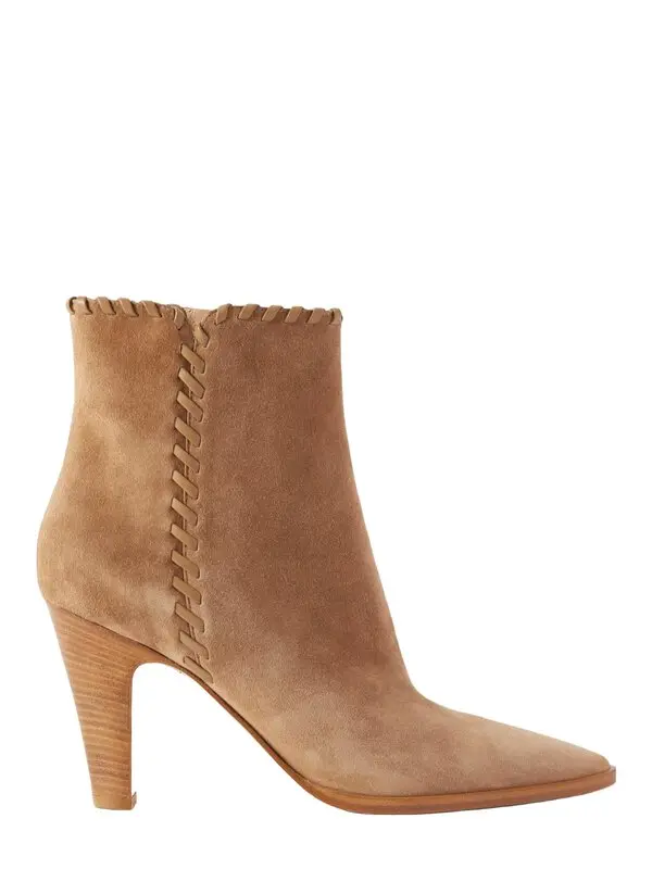 GIANVITO ROSSI Suede Ankle Boots With Whipstitching - Brown