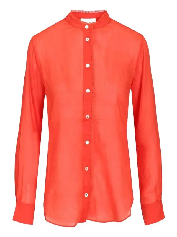 FORTE_FORTE Lace-trim Voile Shirt - Orange