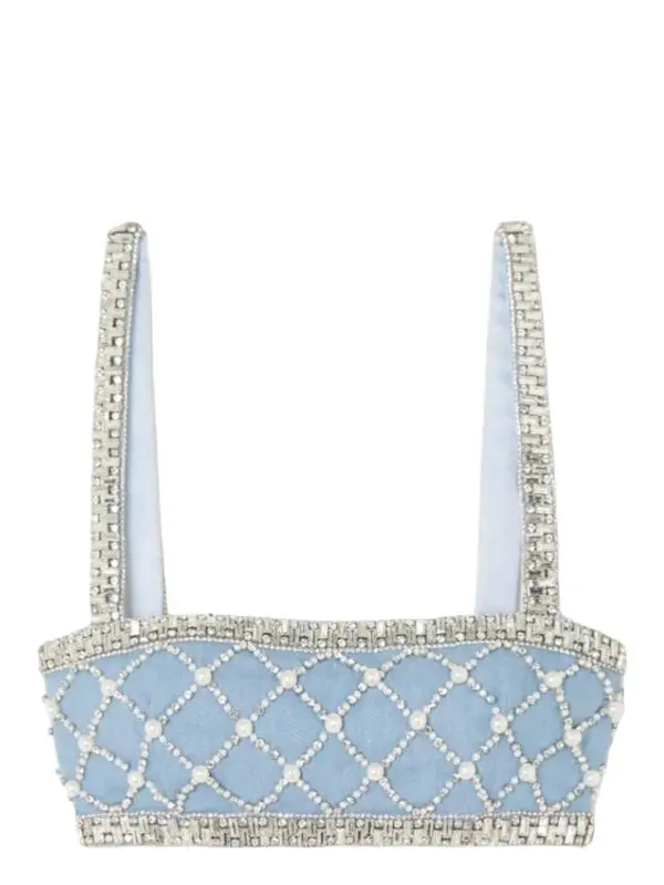 Retrofete Jezebel Embellished Denim Top - Blue