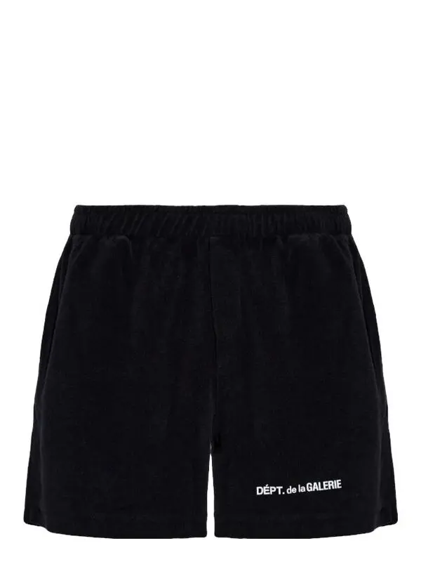 GALLERY DEPT. Elastic Waist Shorts With Front Logo Print - Black