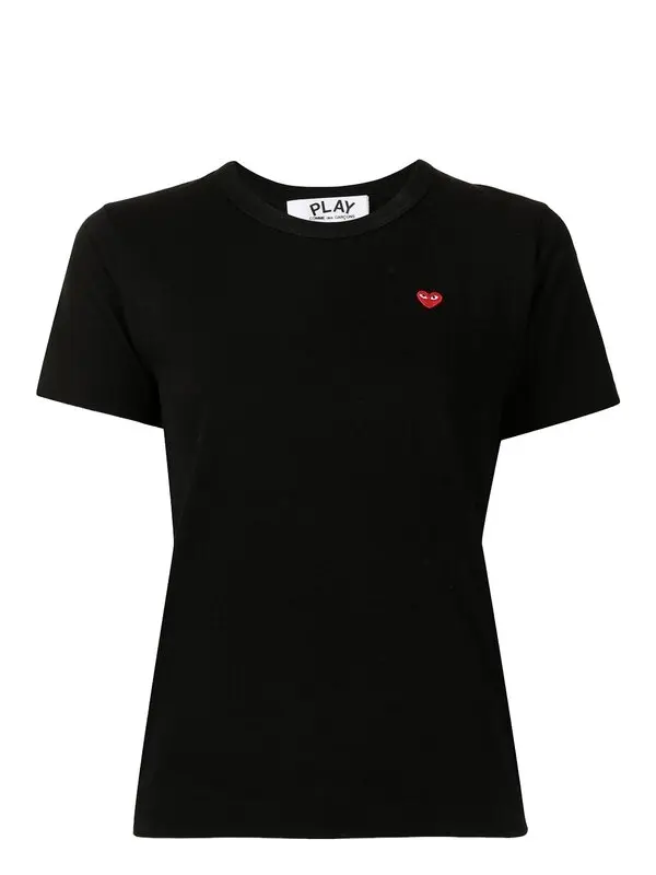 Play Comme Des Garcon Cotton T-shirt With Logo Print - Black