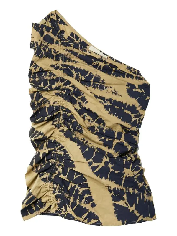 Ulla Johnson One-shoulder Ruched Top With Ruffled Trim - Black
