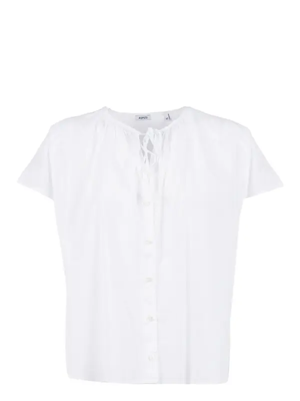 Aspesi Muslin Shirt With Front Tie Detail - White