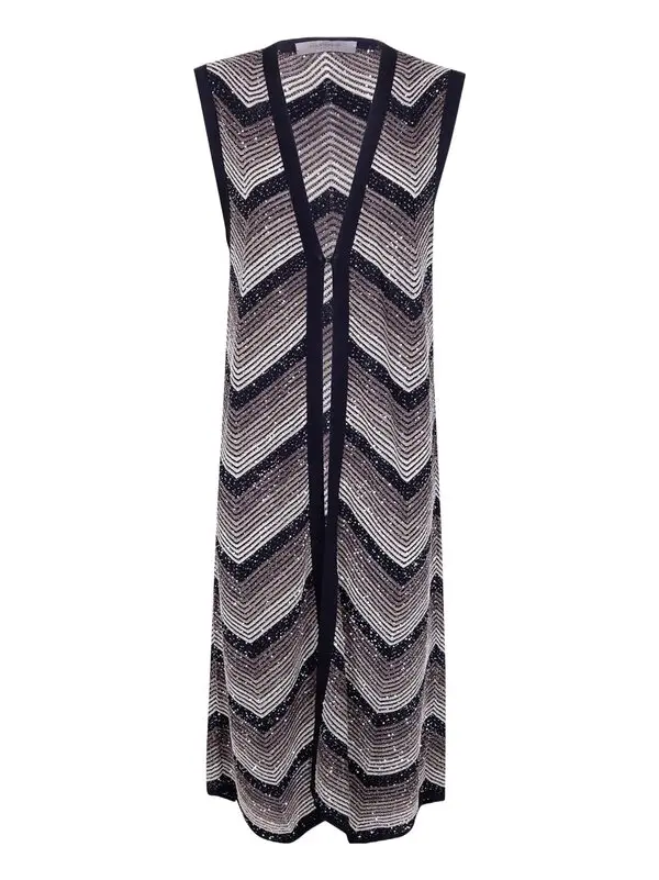 D.exterior Long Knit Cardigan - Black