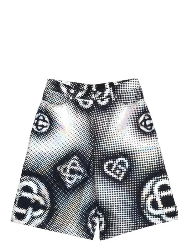 Casablanca Pearlescent Monogram Denim Shorts - Black