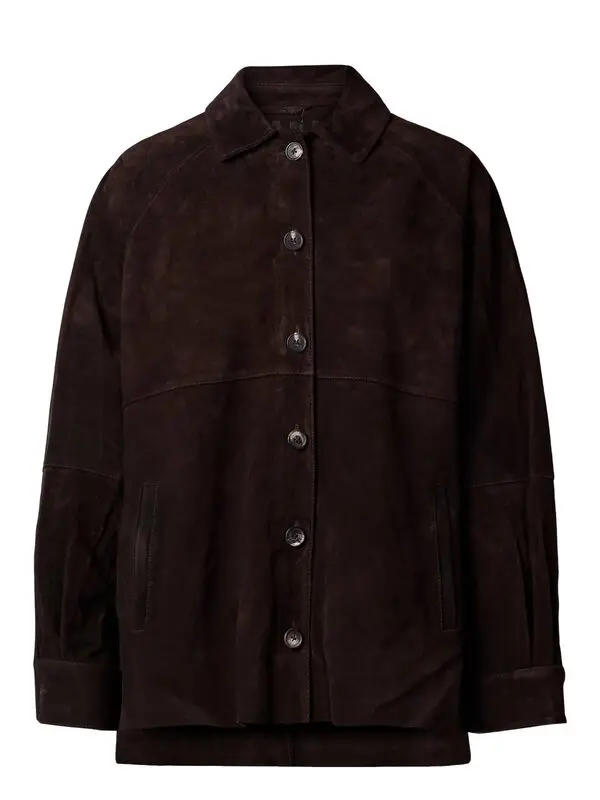 Staud Josette Suede Jacket - Dark Brown