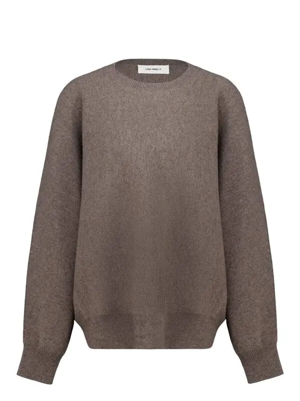 LISA YANG Double Face Sweater With Round Neck And Ribbed Cuffs - Gray