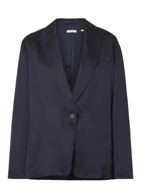 Vince Silk And Cotton-blend Habotai Blazer - Black