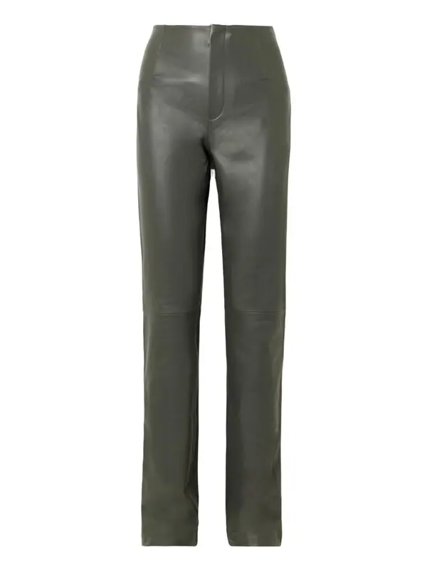 THE FRANKIE SHOP Ziggy Darted Leather Straight-leg Pants - Khaki