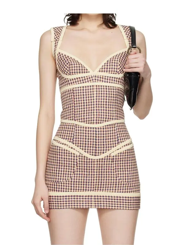 KNWLS Checked Bustier Top - Nude