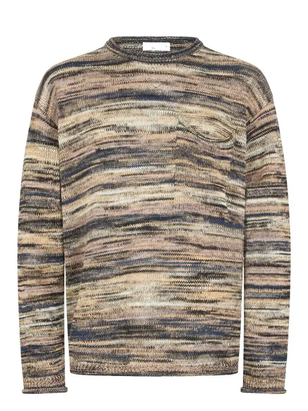 ROBERTO COLLINA Striped Crew Neck Sweater - Nude