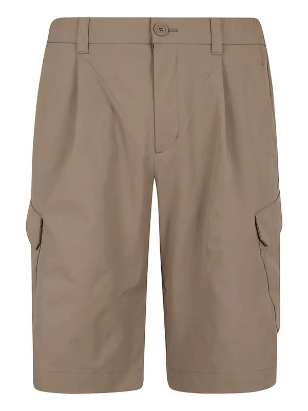 Herno Pleated Cargo Shorts - Brown