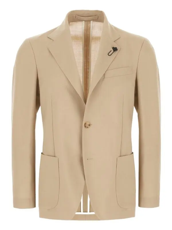 LARDINI Flower-pin Single-breasted Jacket - Nude