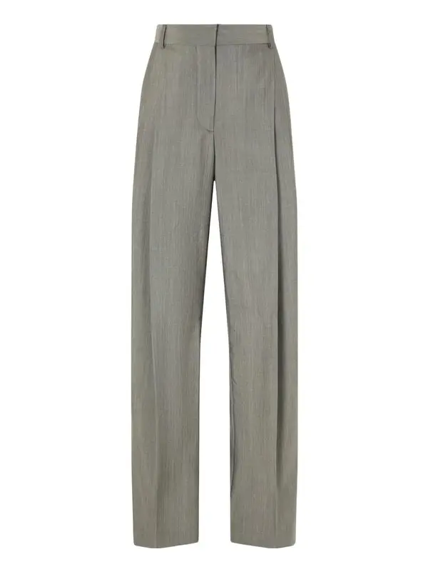 Stella McCartney Pleated Wool-blend Straight-leg Pants - Gray