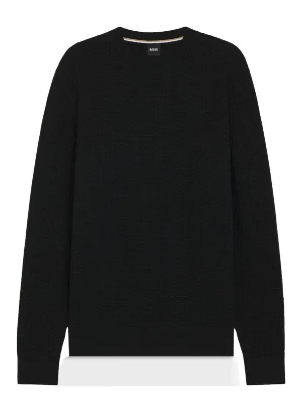 Hugo Boss Textured Crew Neck Sweater - Black
