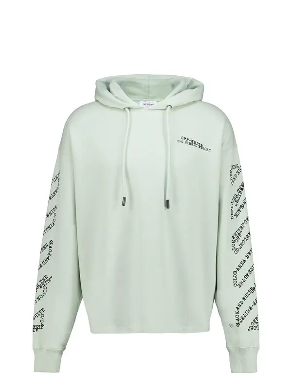 Off-White Long-sleeved Hooded Sweatshirt - Mint Green