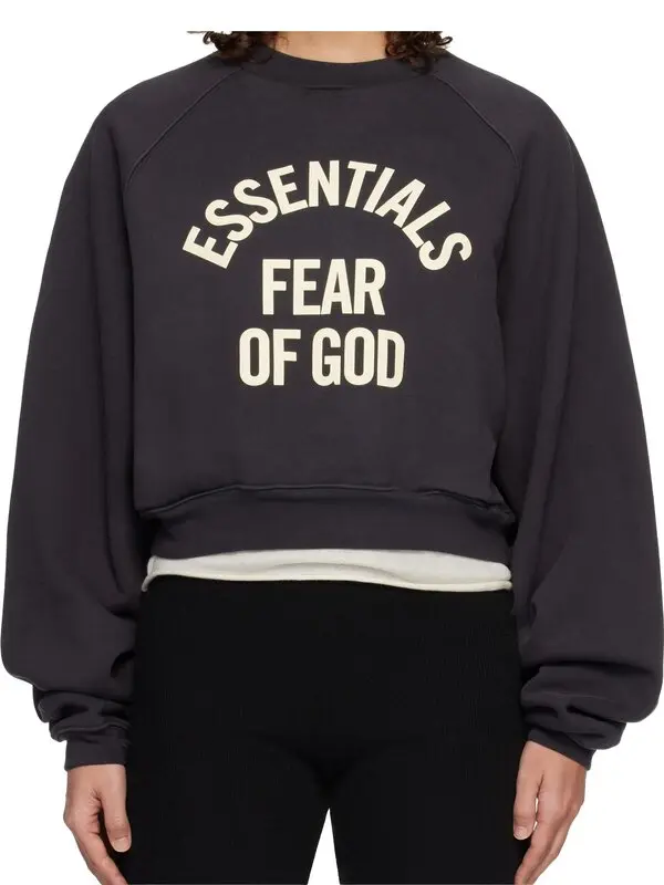 Fear Of God Logo Cropped Sweatshirt - Black