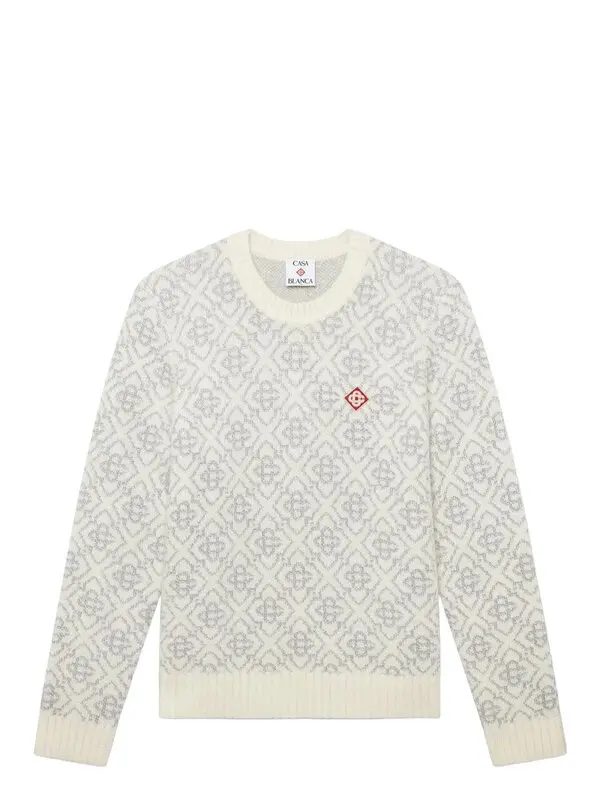 Casablanca Patterned Logo Sweater - White