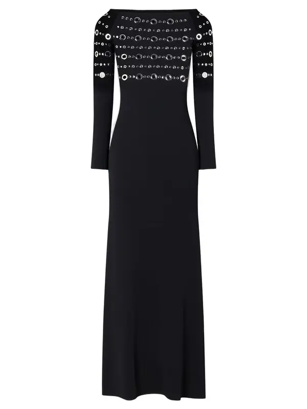 Rabanne Eyelet-embellished Jersey Midi Dress - Black