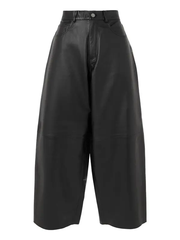 HAIKURE Panelled Leather Wide-leg Trousers - Black