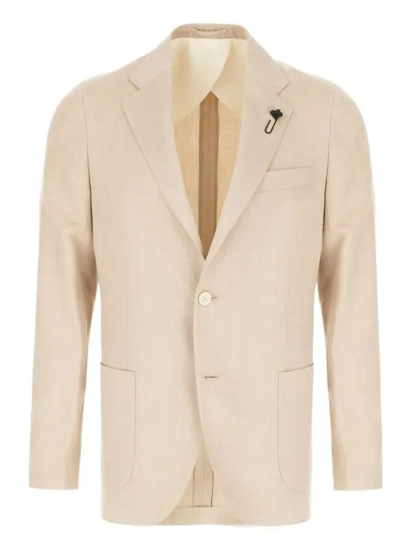 LARDINI Notched Lapels Button Blazer - Nude