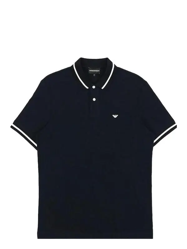 Emporio Armani Logo Embroidered Polo Shirt - Black