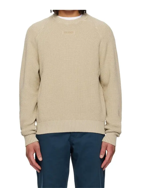 Hugo Boss Long Sleeve Ribbed Crew Neck Sweater - Medium Beige