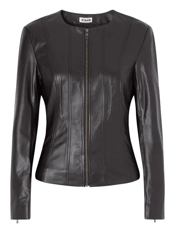 Staud Wells Leather Jacket - Black
