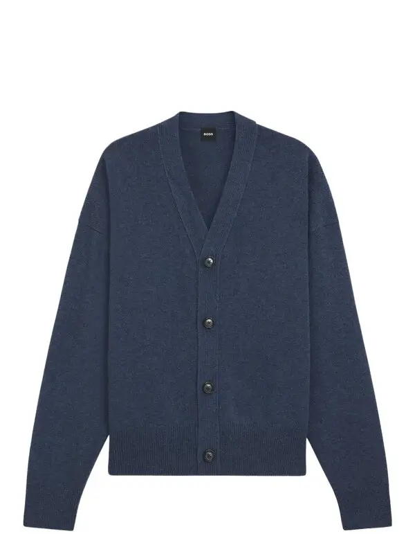 Hugo Boss Long-sleeved Wool Cardigan - Dark Blue