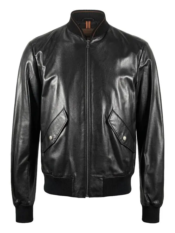 Gucci Leather Bomber Jacket - Black