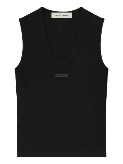 Fear Of God Ribbed Tank Top With Logo Label - Black