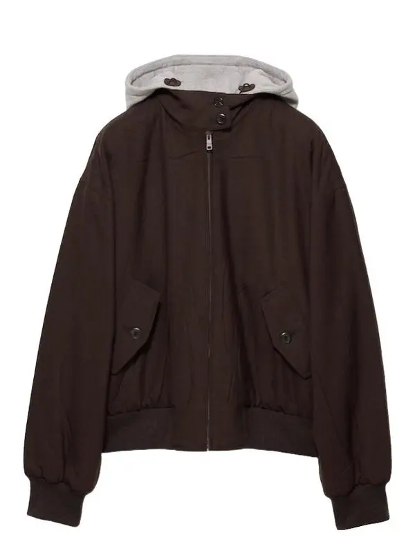 Prada Hooded Rush Stitch Jacket - Ebony