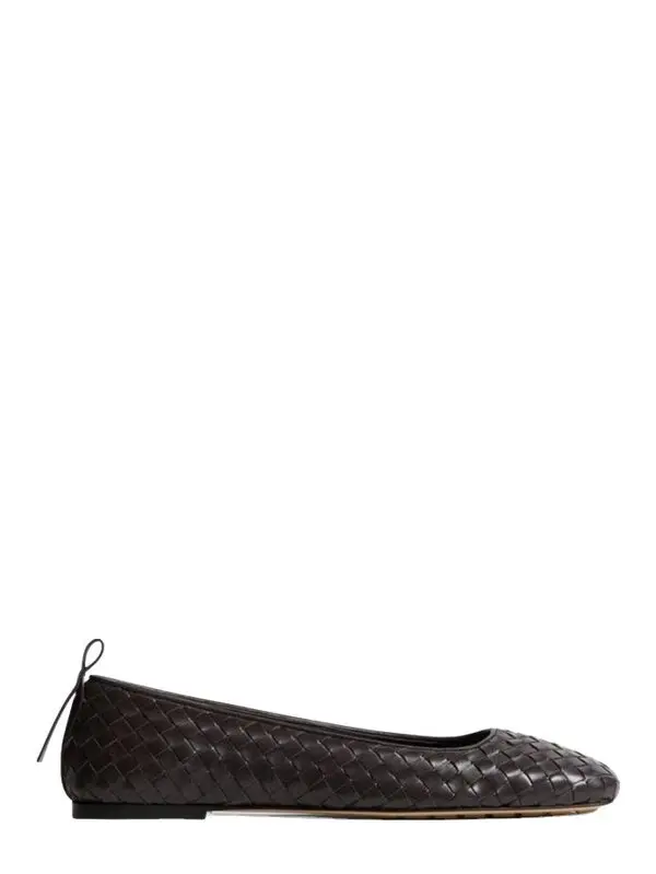 Bottega Veneta Charlotte Ballerina In Woven Leather - Espresso