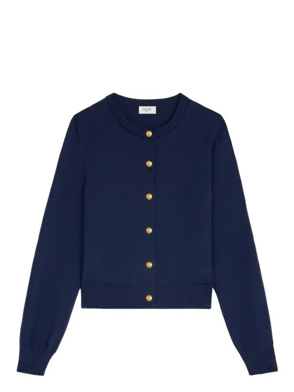 Celine Fine Wool Cardigan - Dark Blue