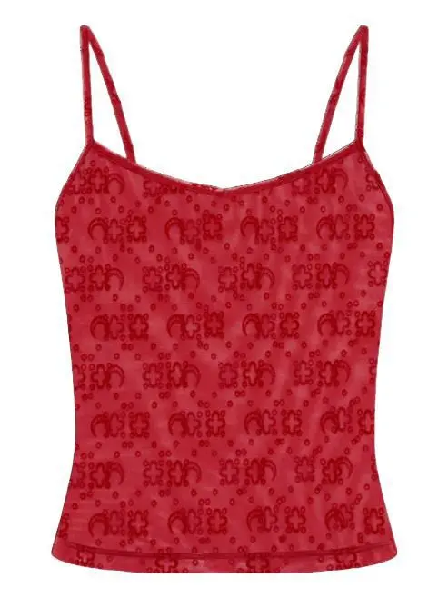 MARINE SERRE Moonogram Mesh Camisole - Red
