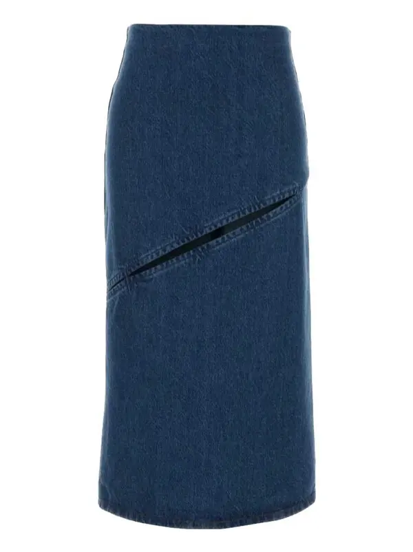 JIL SANDER Treated Asymmetric Denim Skirt - Blue