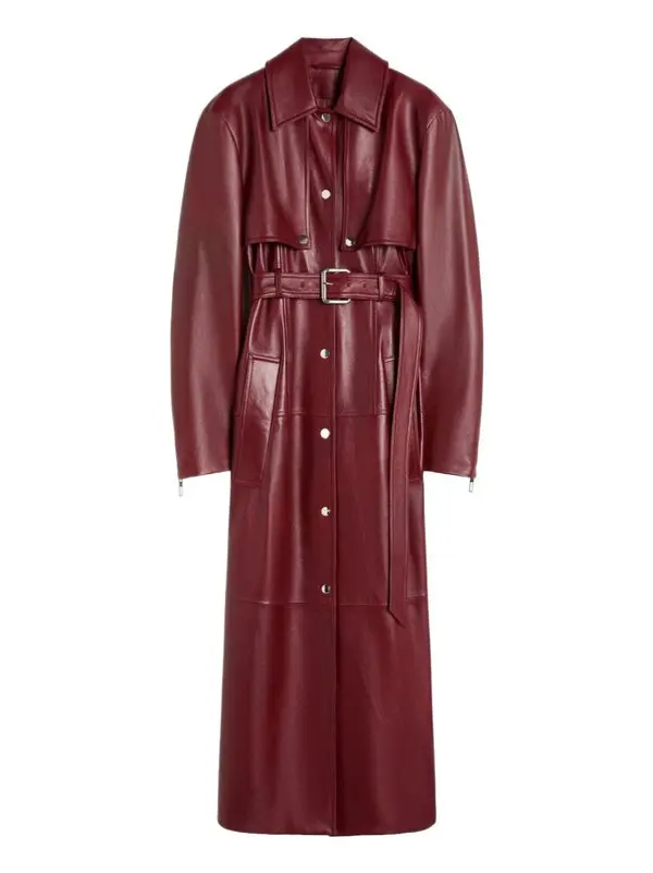 Sportmax Leather Two-piece Trench Coat - Bordeaux Red