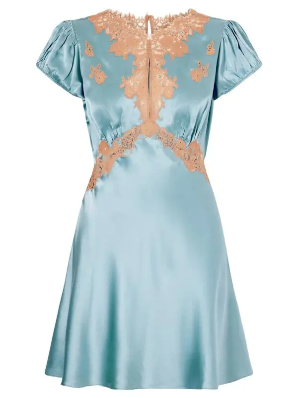 DÔEN Junia Lace-trimmed Mini Dress - Blue