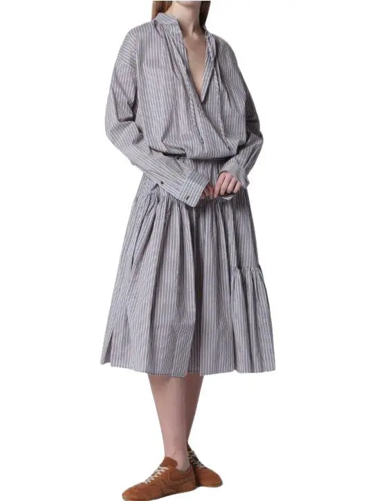 Dries Van Noten Striped Shirt Dress - Gray