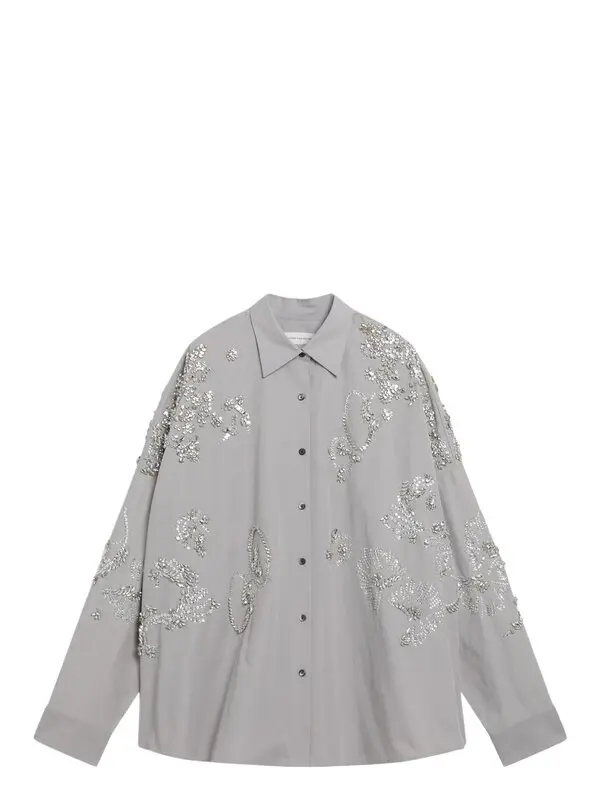 Dries Van Noten Embellished Long-sleeve Shirt - Light Grey