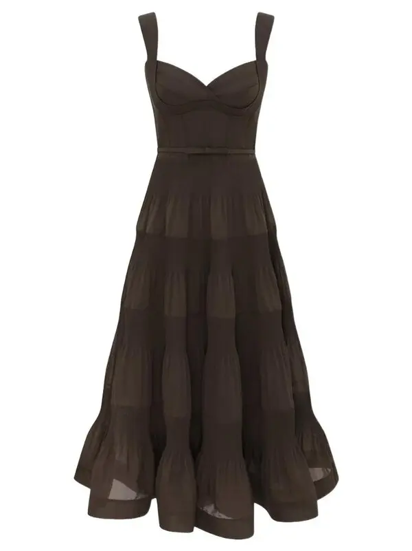 Zimmermann Pleated Draped Midi Dress - Olive