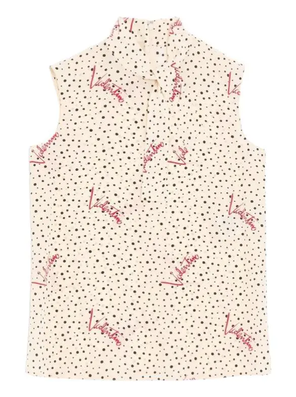 Valentino Garavani Polka Dot Crepe De Chine Sleeveless Top - No