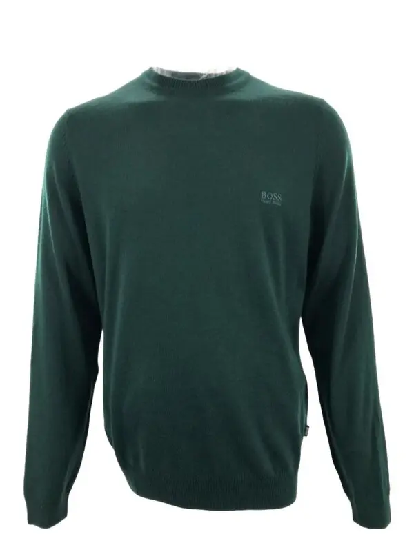 Hugo Boss Round Neck Fine Knit Sweater - Green